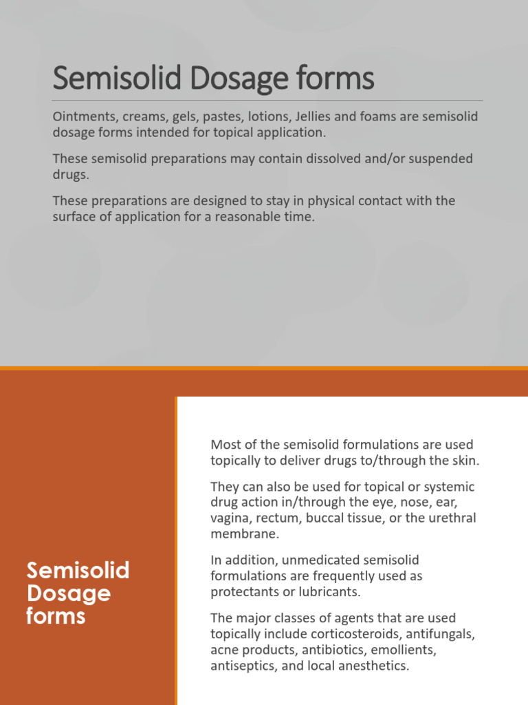 Semisolid Dosage Forms Overview | PDF | Topical Medication ...