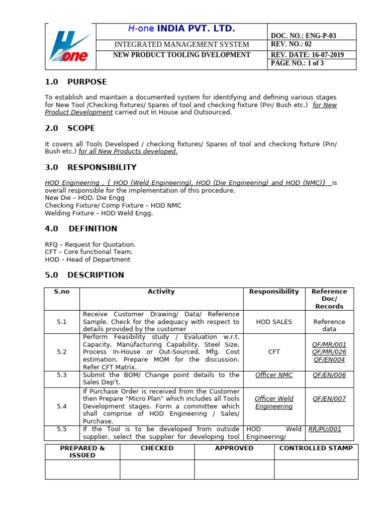 New Product Tooling Development Process | PDF | Computing | Business