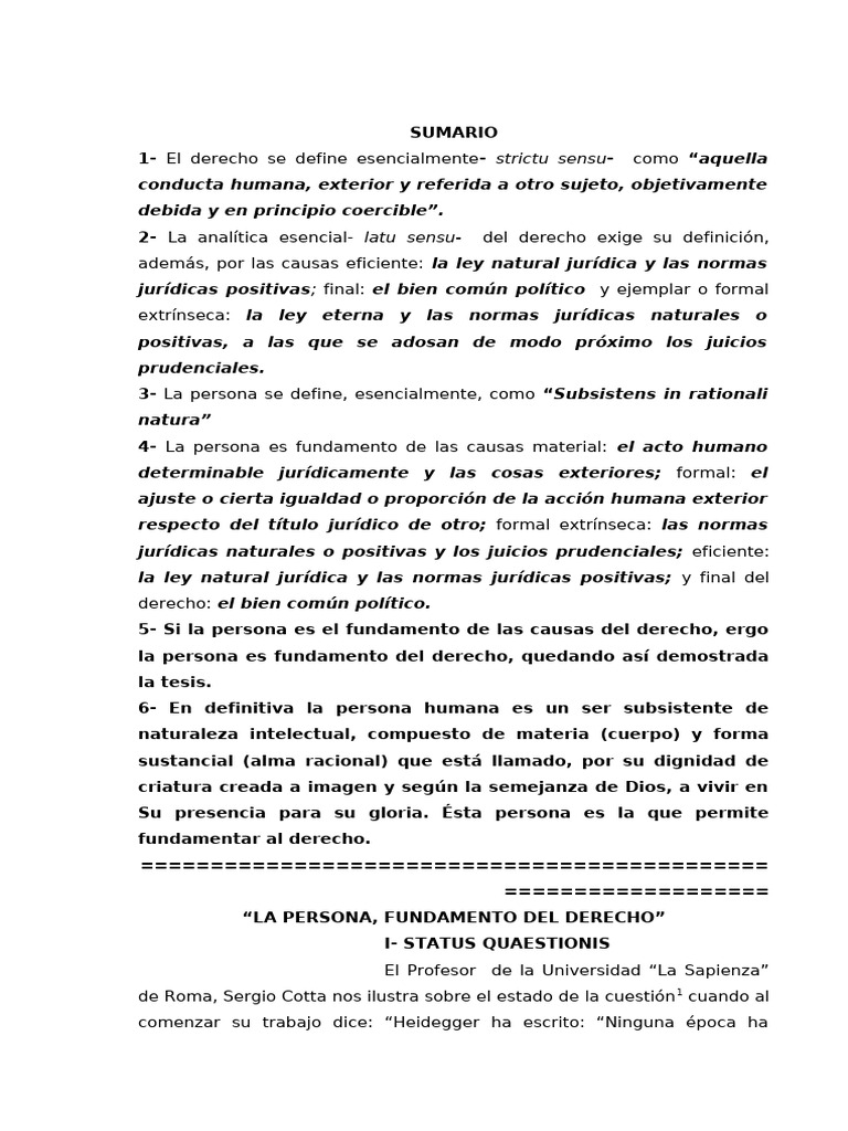 La Persona como Base del Derecho | PDF | Tomás de Aquino | Justicia