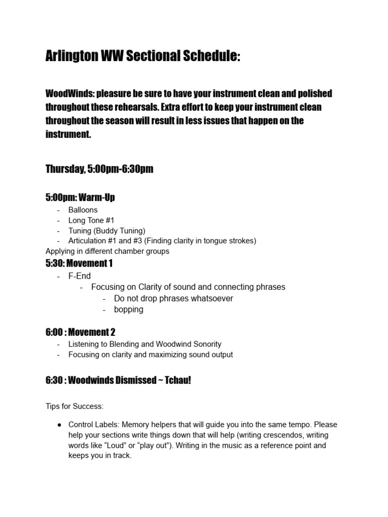 Arlington WW Schedule | PDF