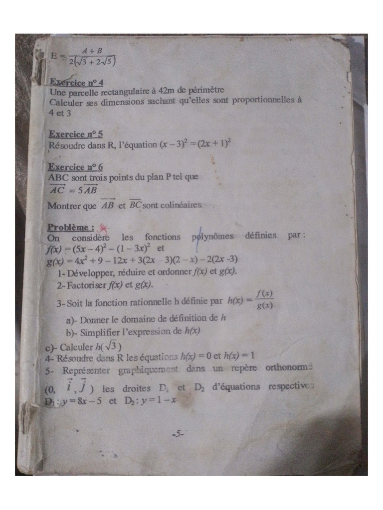 Fascicule de Maths 3ième Très Bon en Exercice+Corrigé. | PDF