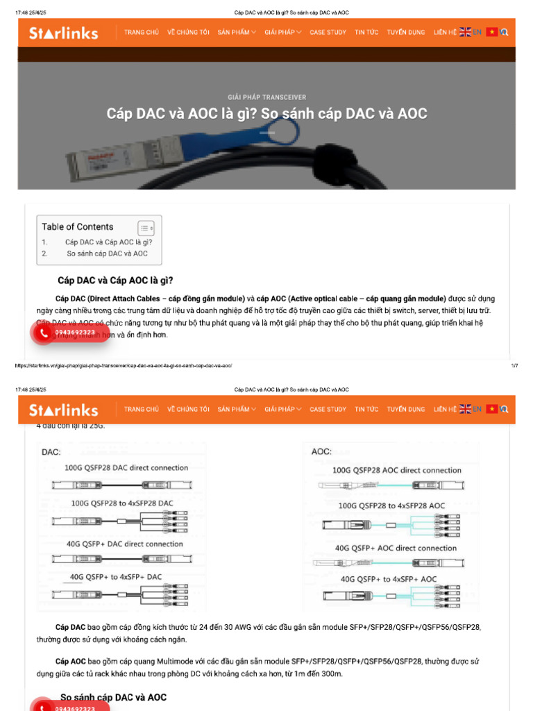 Cáp Dac Và Aoc Là Gì - So Sánh Cáp Dac Và Aoc | PDF