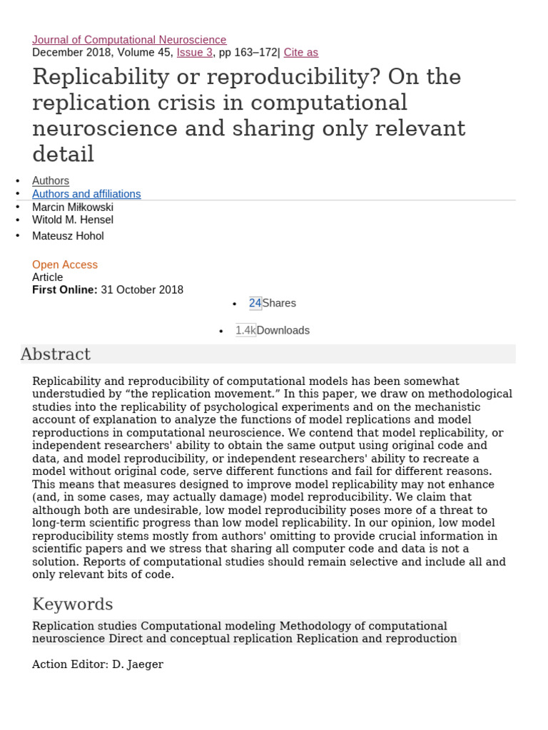 Neuroscience Reproducibility and Replicability | PDF | Hypothesis ...