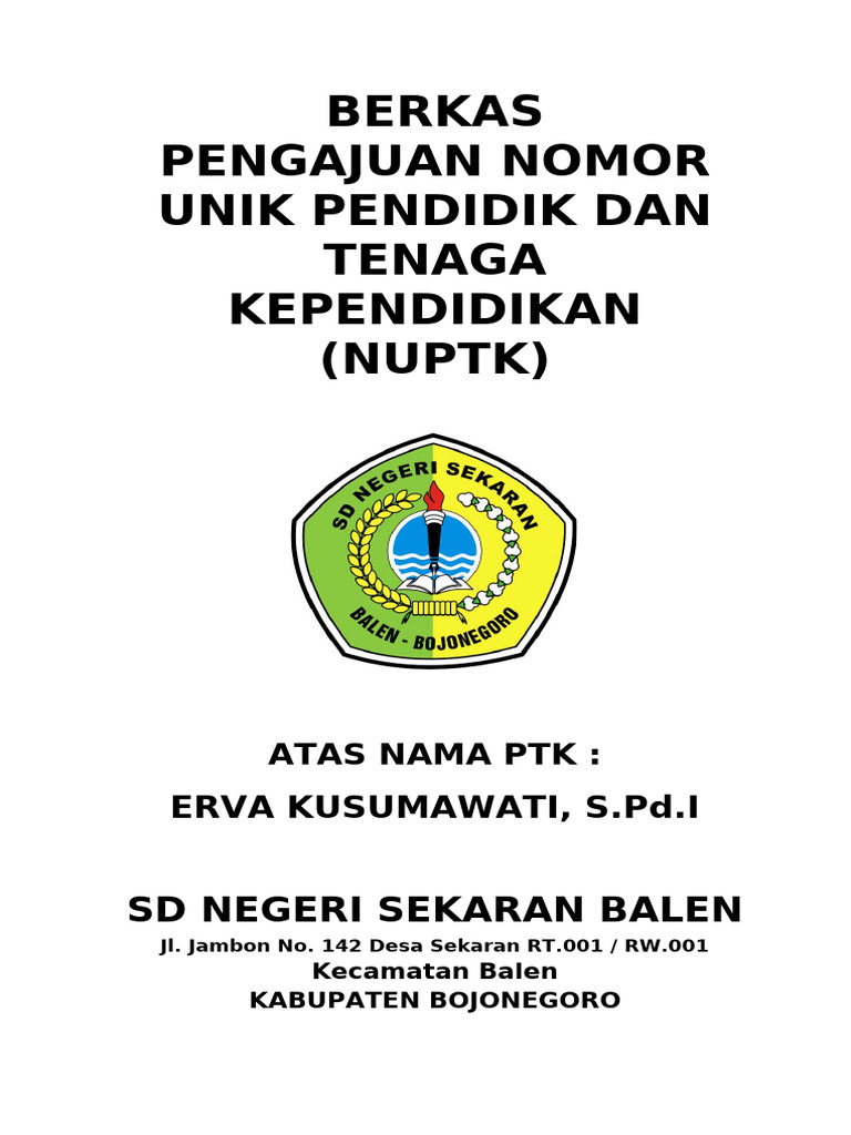 00 Cover Berkas Pengajuan Nuptk - Erva Kusumawati | PDF