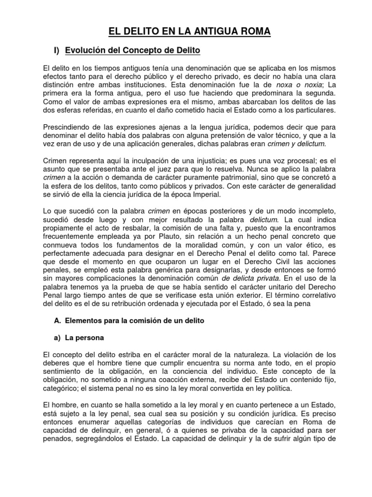 El Delito en La Antigua Roma | PDF | Delito | Derecho penal
