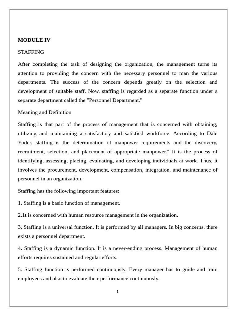 MODULE IV Staffing & Directing | PDF | Incentive | Motivation