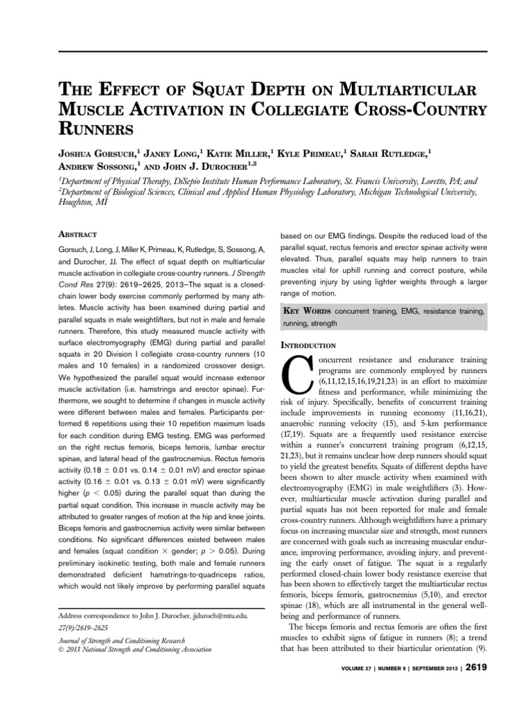 2013 - The Effect of Squat Depth On Multiarticular Muscle | PDF ...