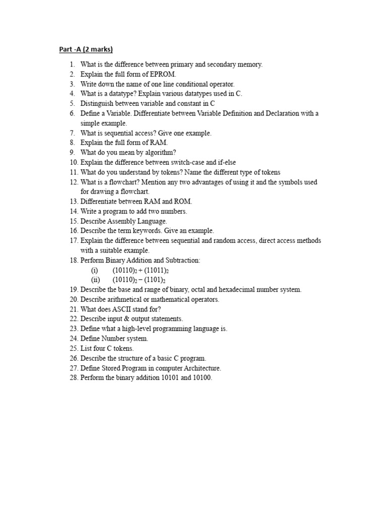 Programming C-Importent Questions | PDF | Computer Program | Programming