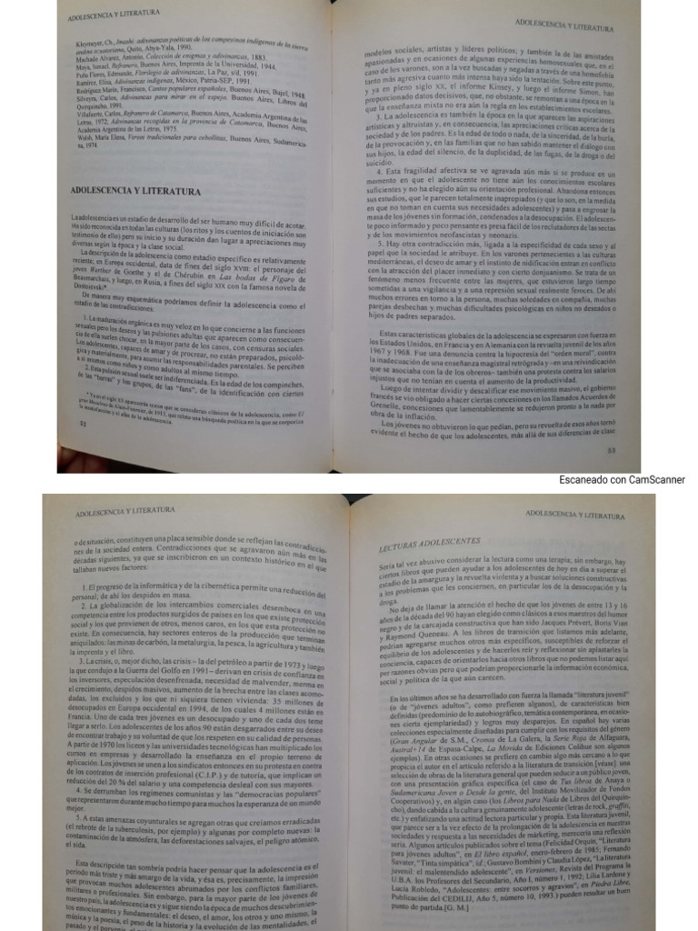 Soriano - Adolescencia y Literatura | PDF