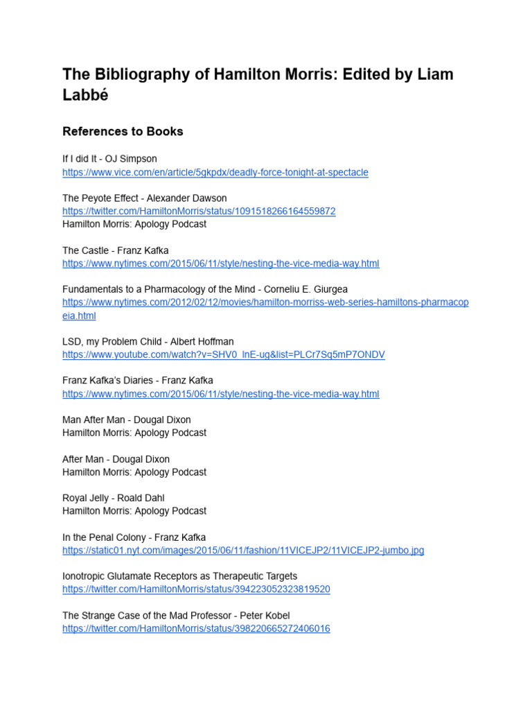 The Bibliography of Hamilton Morris | PDF | Recreational Drug Use ...