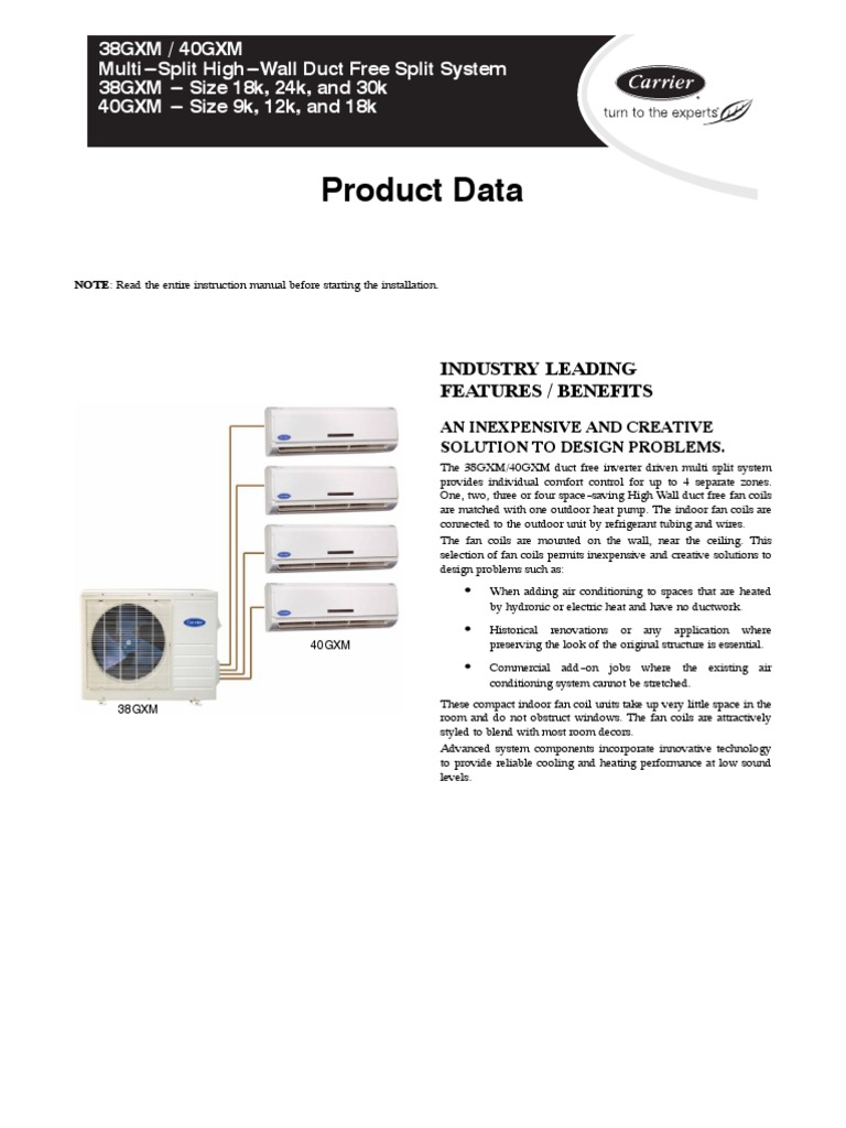 Carrier Multi Split Inverter 38-40gxm-1pd | PDF | Hvac | Heat Pump