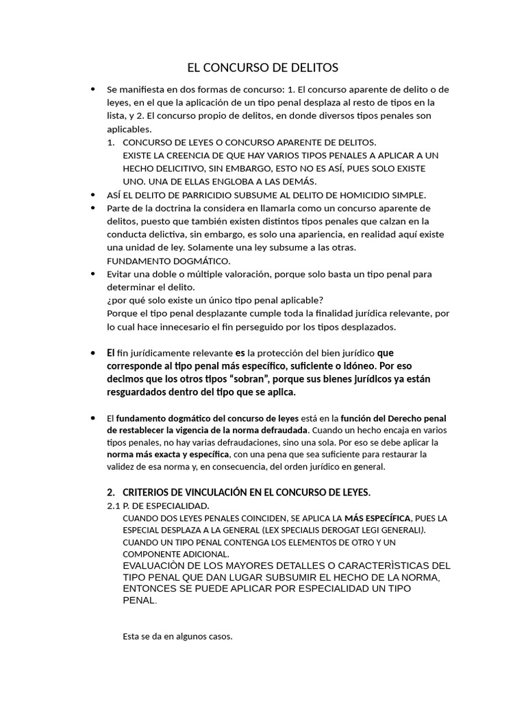 Tipos de Concurso de Delitos en Derecho Penal | PDF | Intención ...