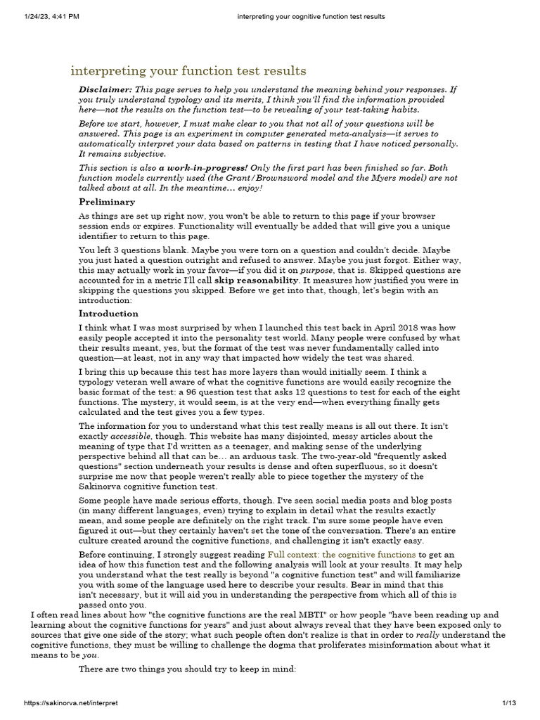 Understand Your Cognitive Test Results | PDF | Feeling | Thought