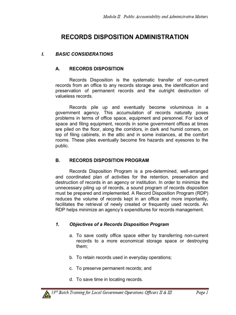 Records Disposition Program Overview | PDF | Records Management ...