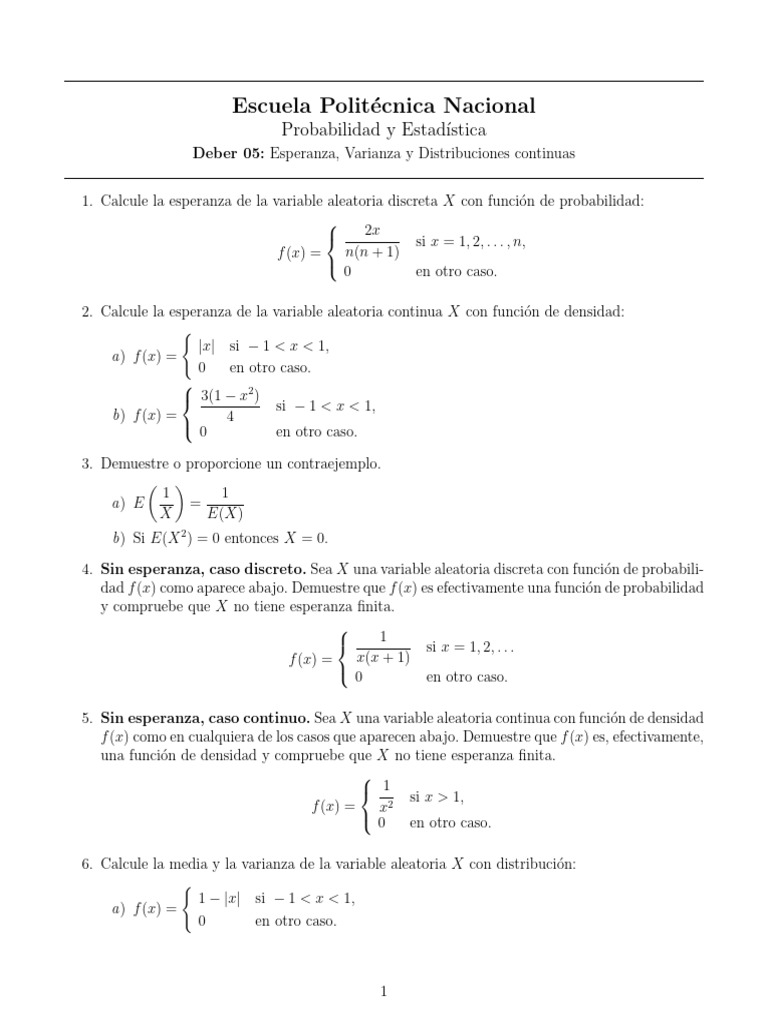 Deber 07 | PDF | Variable aleatoria | Diferencia