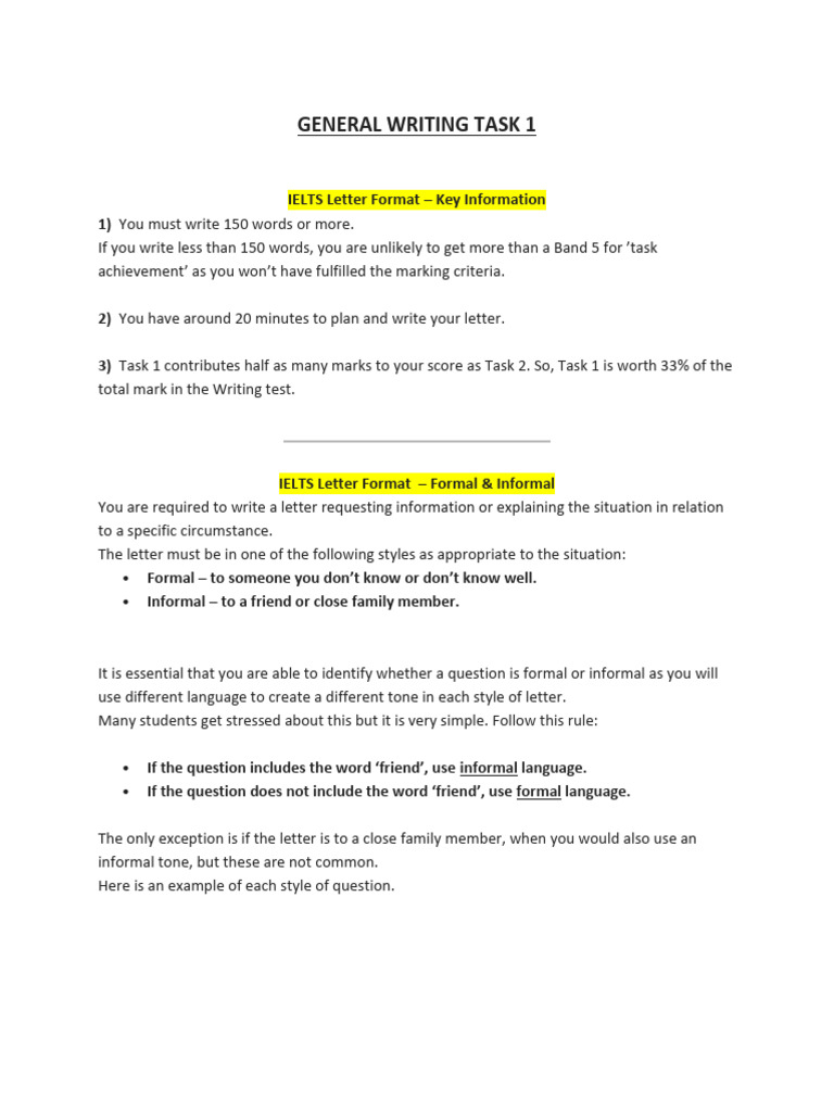 General Writting Task 1 | PDF | International English Language Testing ...