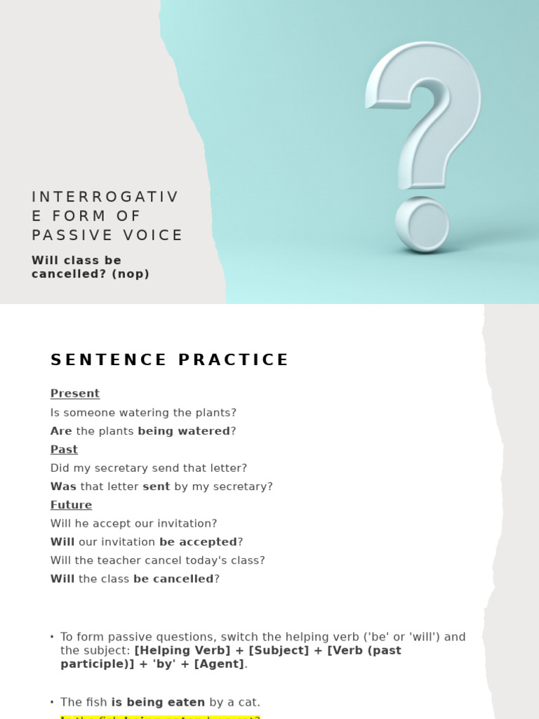 Lesson 24 - Interrogative Form of Passive Voice | PDF