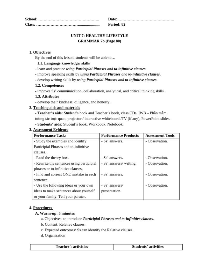 Unit 7 - Lesson 7b - Grammar - Page 80 | PDF | Clause | Phrase