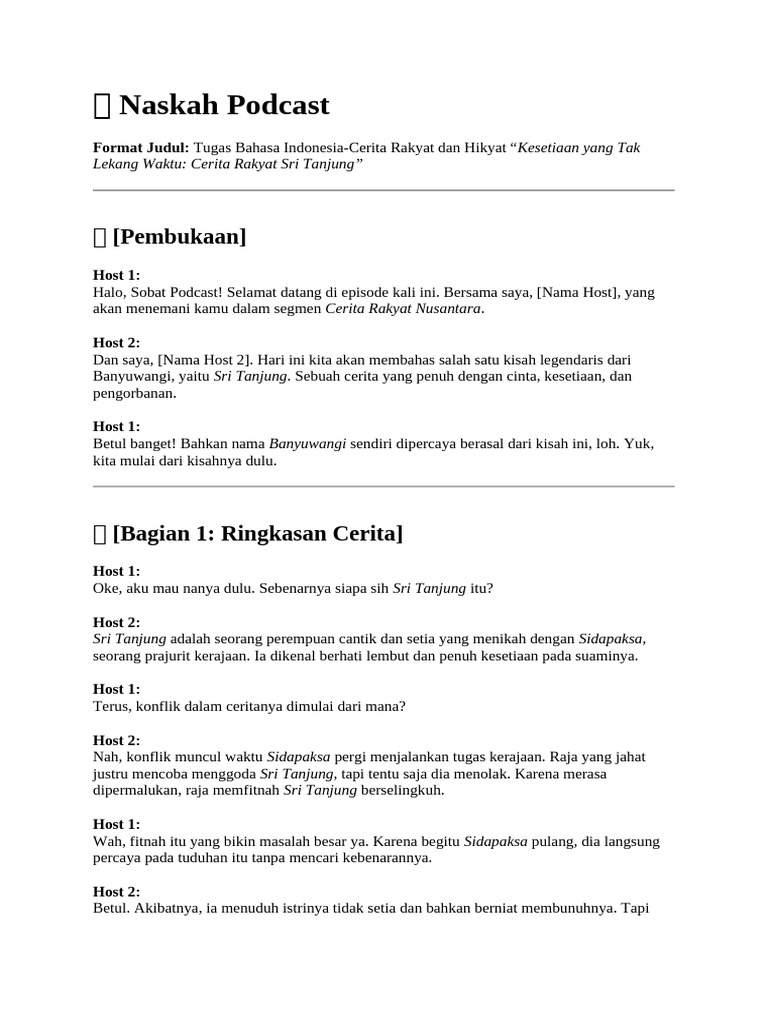 Contoh Naskah Podcast | PDF