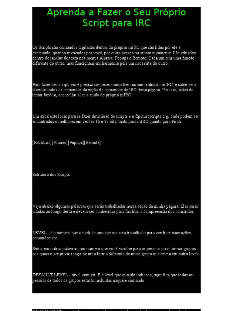 Aprenda A Fazer o Seu Próprio Script para IRC | PDF | Linguagem de ...