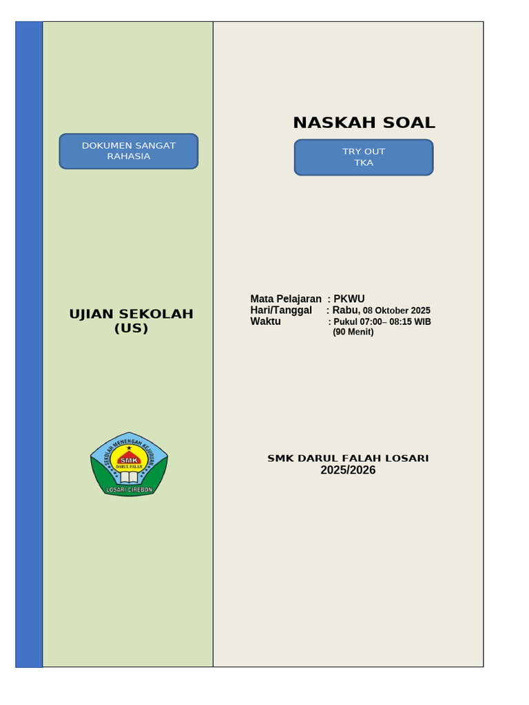 Soal Try Out PKWU TKA 2025/2026 | PDF