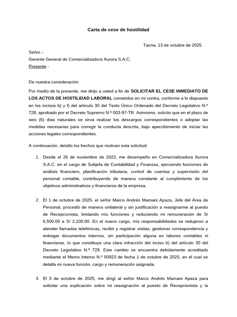 Cese de Hostilidad Laboral y Discriminación | PDF | Contabilidad
