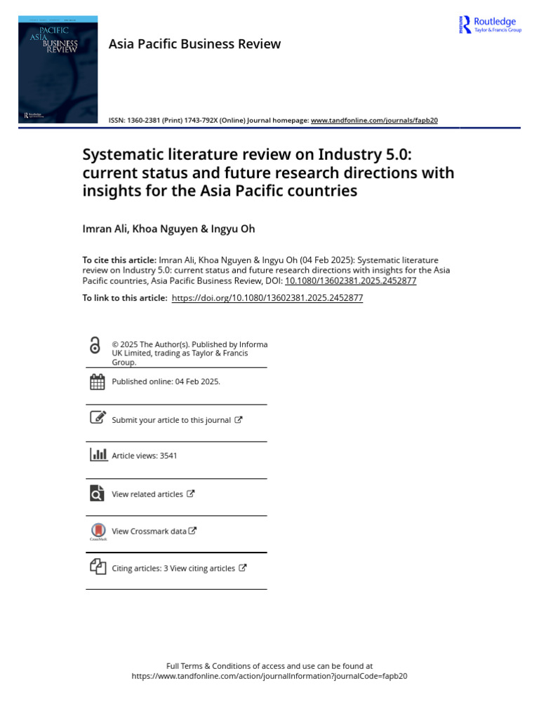 Industry 5.0: Review & Future Directions | PDF | Sustainability ...