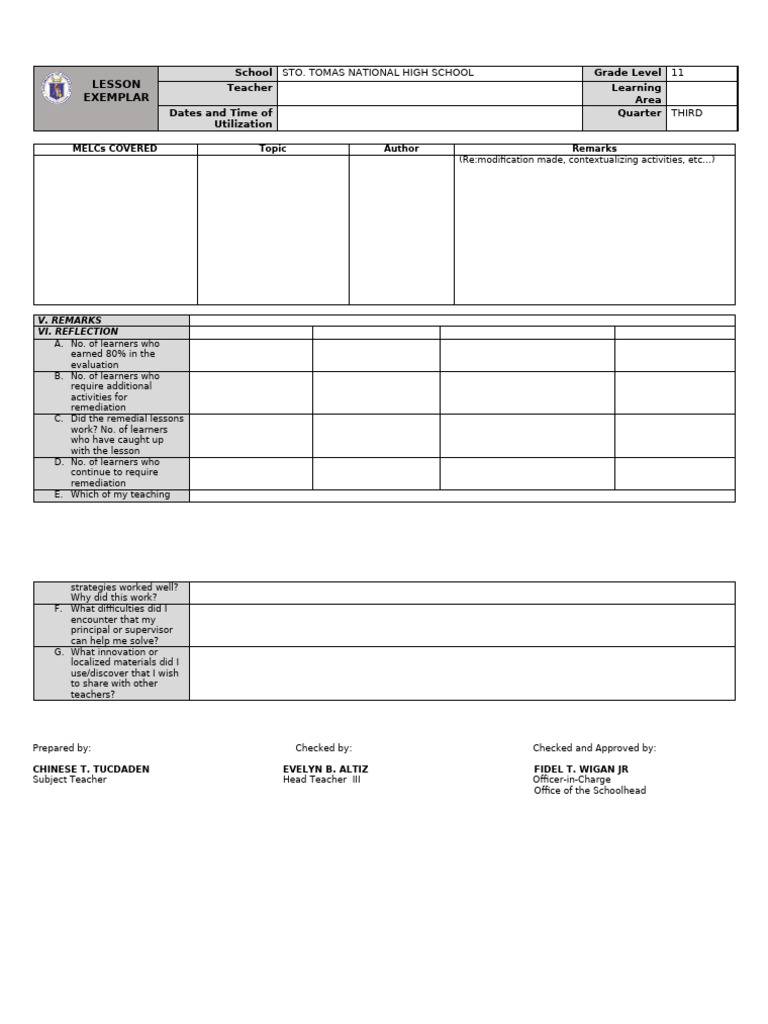 Lesson Exemplar Template JHS | PDF