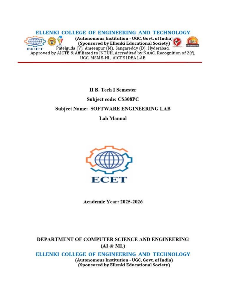 Software Engineering Lab Manual 2025-26 | PDF | Engineering | World ...