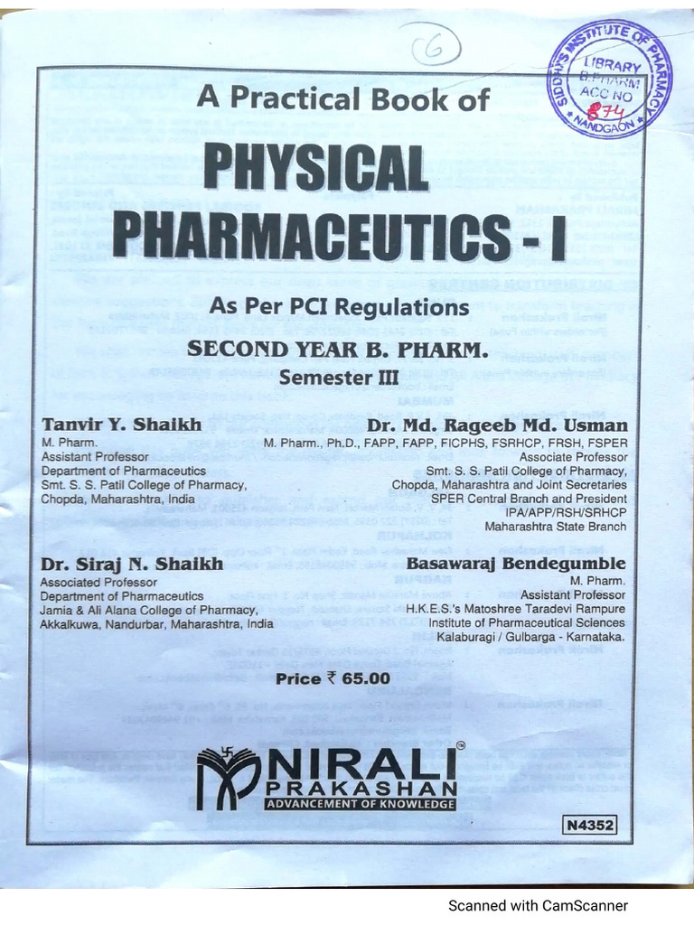 Physical Pharmaceutics - I Practical Handbook | PDF