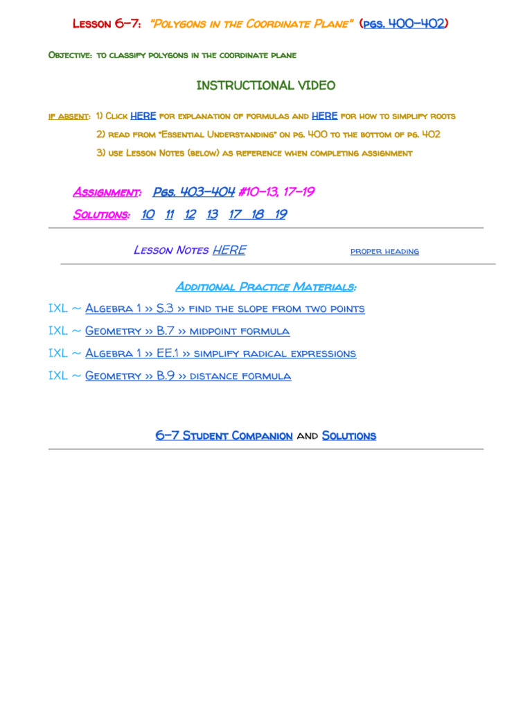 Classifying Polygons in Coordinate Plane | PDF
