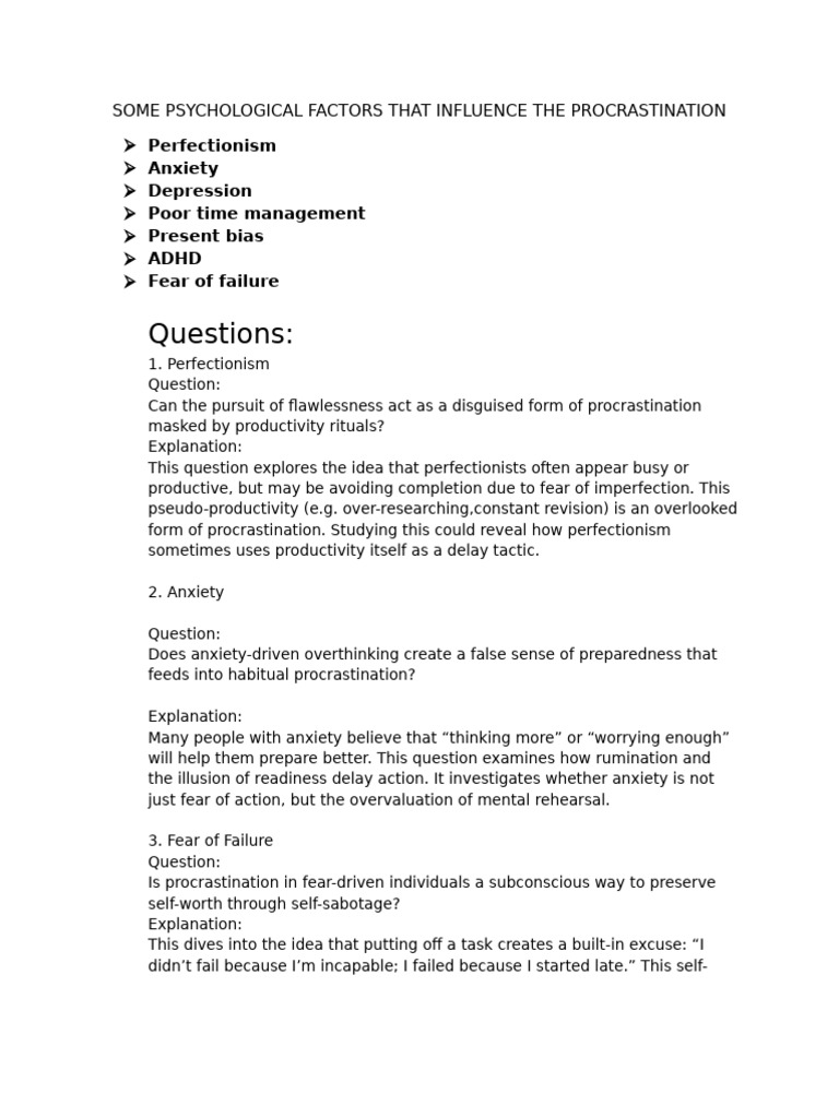 Behavioural Psychology Task 1 | PDF | Professional Skills | Procrastination