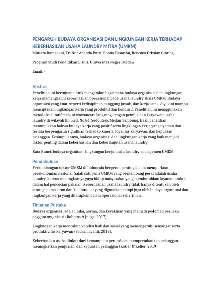 Artikel UMKM Laundry Mitra | PDF