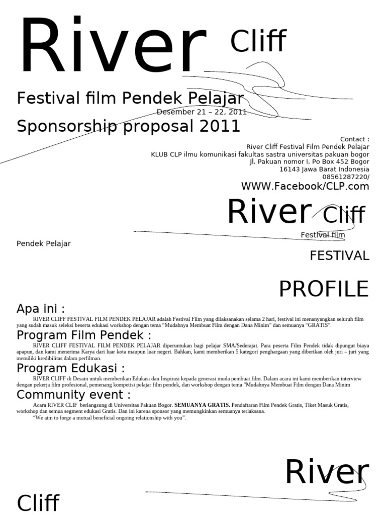 Sponsorship River Cliff Festival Film Pendek | PDF
