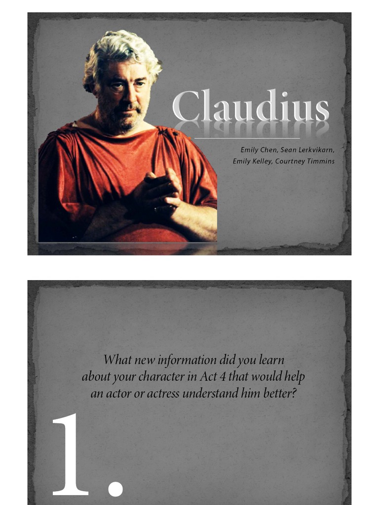 Character Project Claudius | PDF | Hamlet | Plays Based On European ...