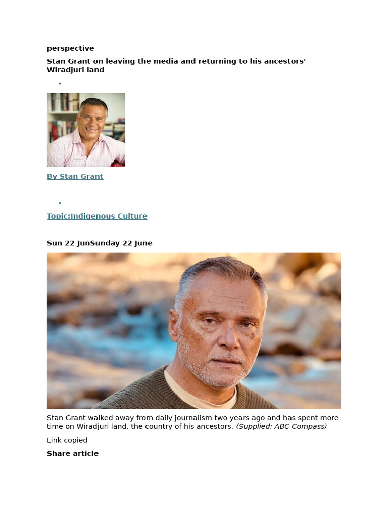 Stan Grant's Return to Wiradjuri Land | PDF | Thomas Aquinas