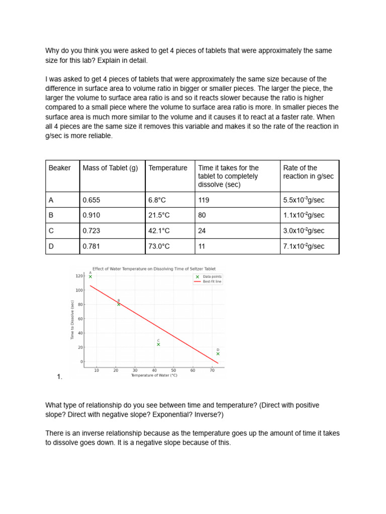 Chemistry 12 Temperature Reaction Rate Lab | PDF | Chemistry | Applied ...