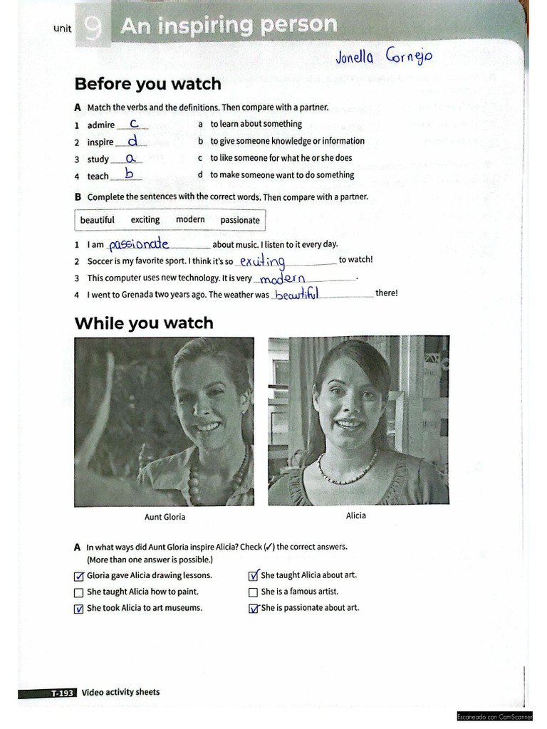 VIDEO ACTIVITY An Inspiring Person | PDF