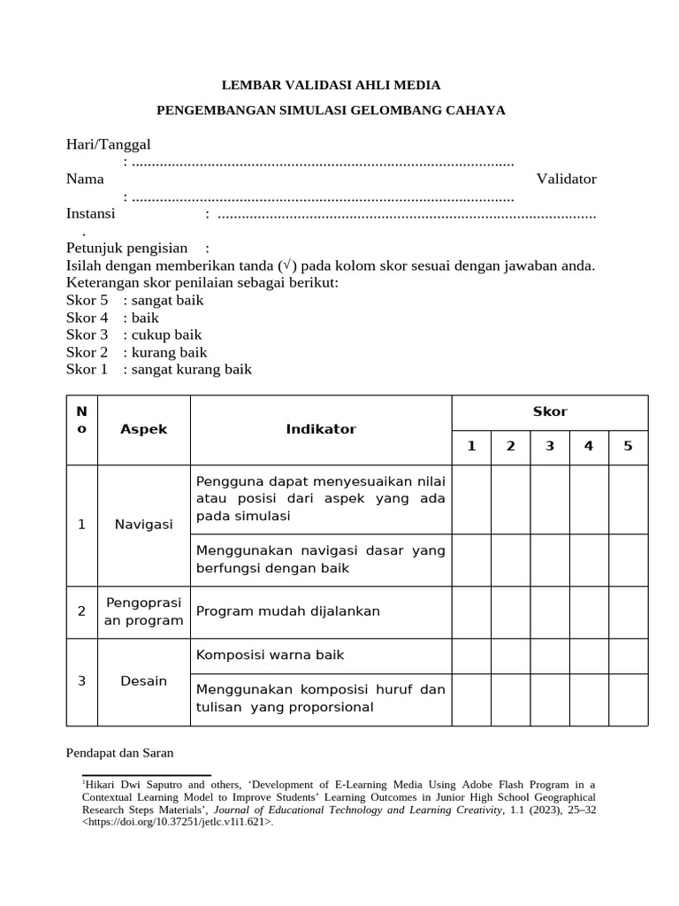 Lembar Validasi. | PDF