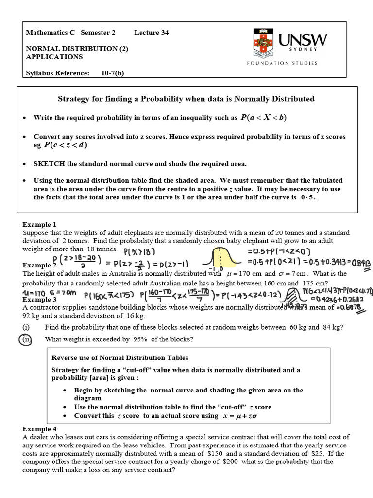 Normal Distribution Applications in Probability | PDF | Normal ...
