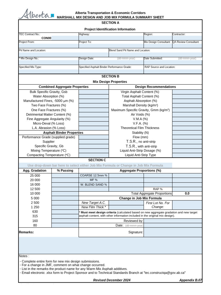 Marshall Mix Design Summary Sheet | PDF | Materials