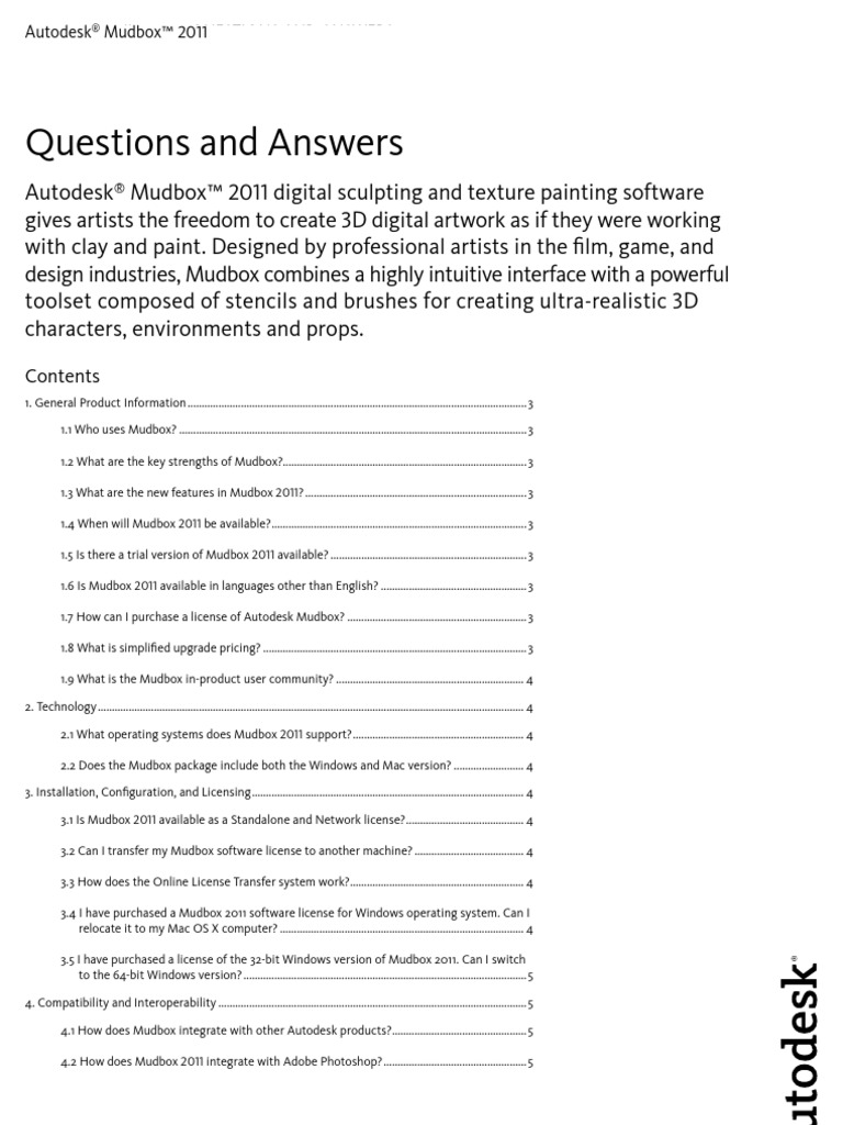 Autodesk Mudbox 2011 Frequently Asked Questions A4 | PDF | Microsoft ...