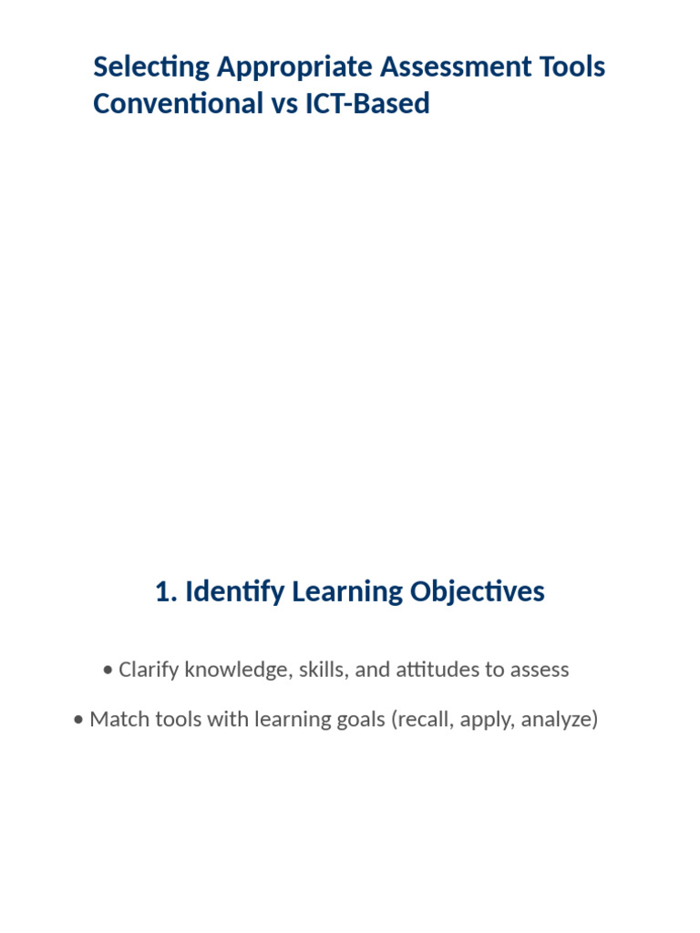 Selecting Assessment Tools | PDF