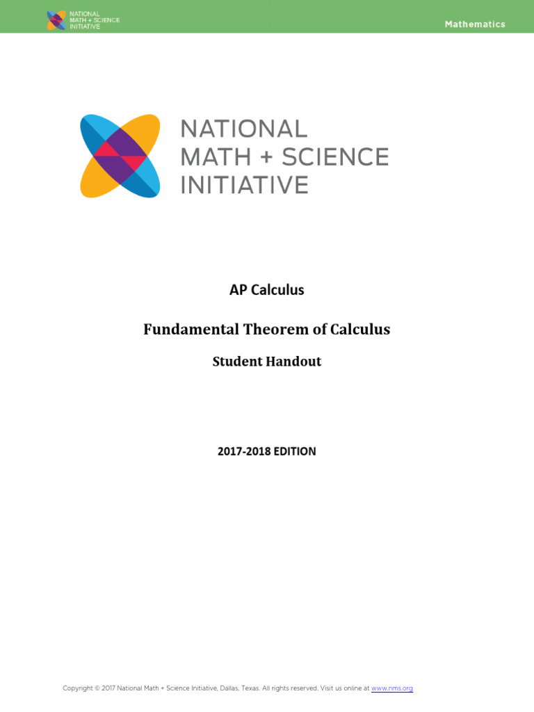 AP Calculus: Fundamental Theorem Guide | PDF | Function (Mathematics ...