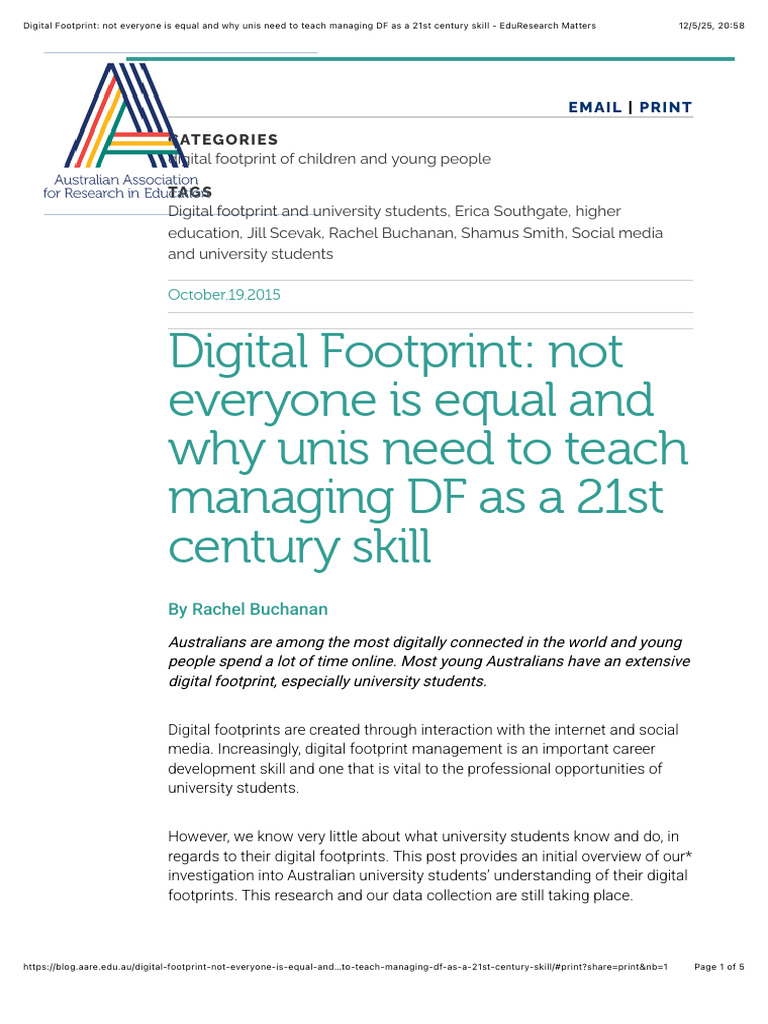 Digital Footprint - Not Everyone Is Equal and Why Unis Need To Teach ...