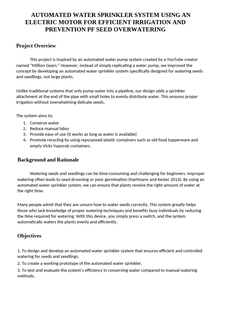 Project Proposal GRP1 | PDF | Seed | Automation