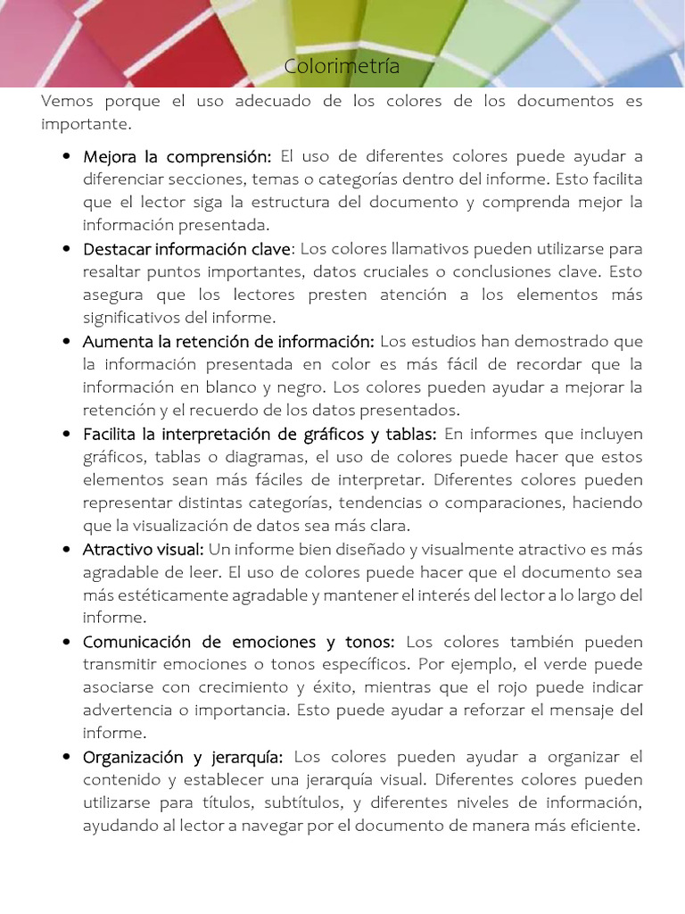 Importancia de la Colorimetría en Informes | PDF | Matiz | Información