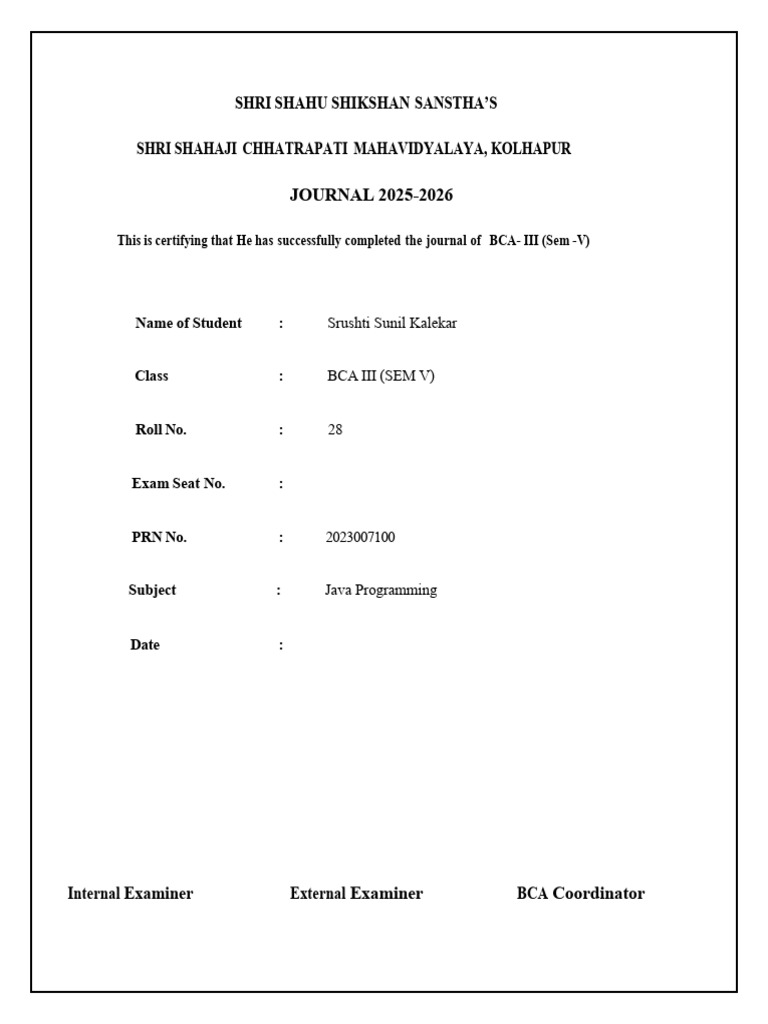 Srushti Java - Index | PDF