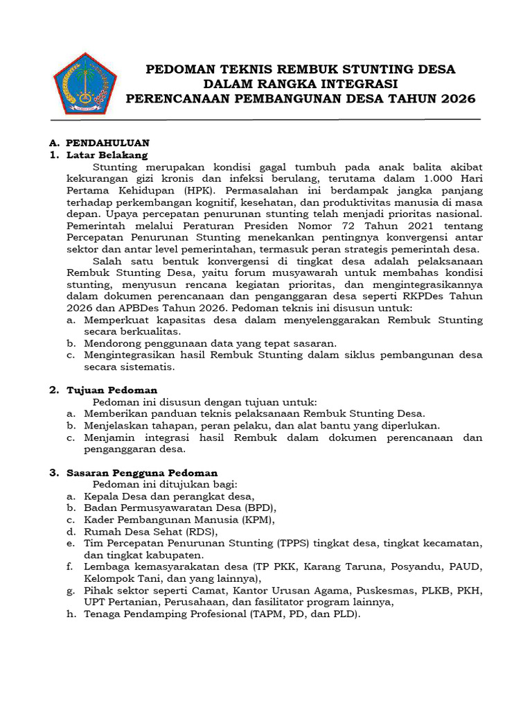 Pedoman Rembuk Stunting Desa 2026 | PDF