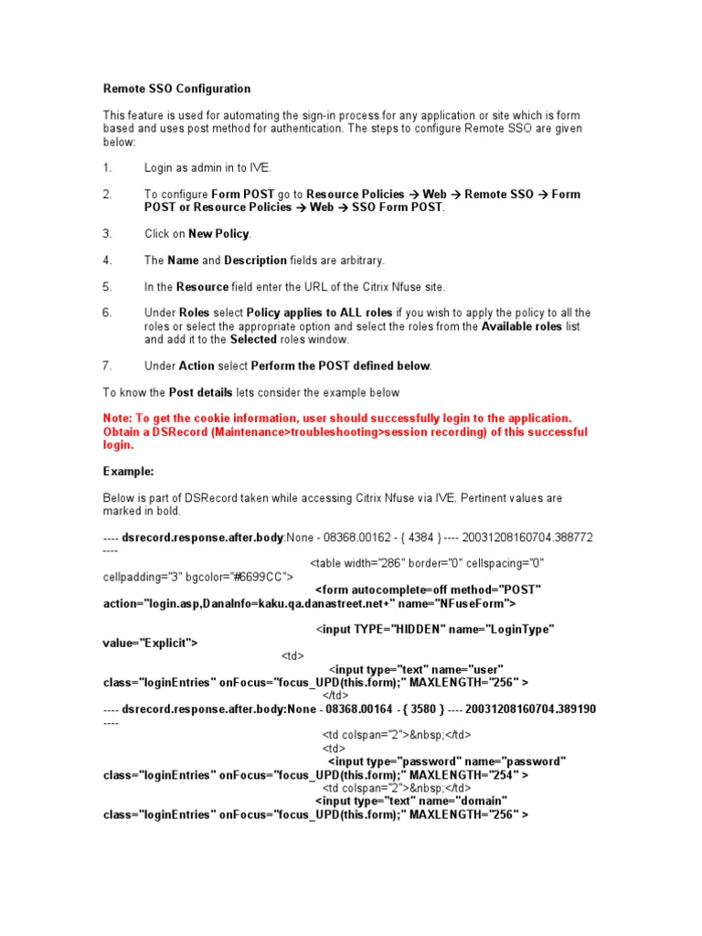 How To Remote SSO For Citrix Nfuse | PDF | Http Cookie | Login